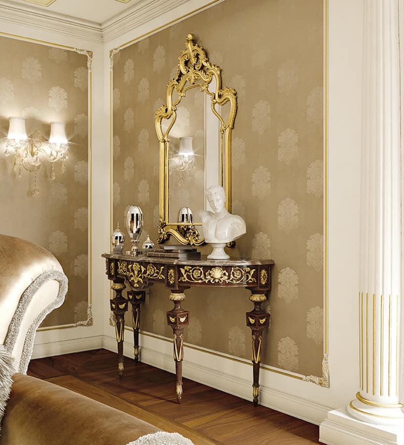 Console sculptée avec dessus en marbre | IDFdesign