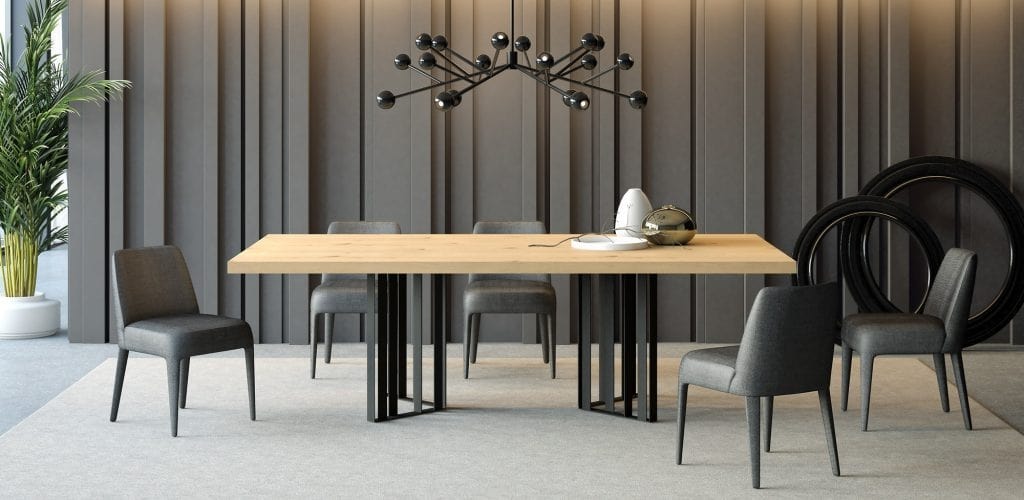 Table à manger en fer et en chêne | IDFdesign
